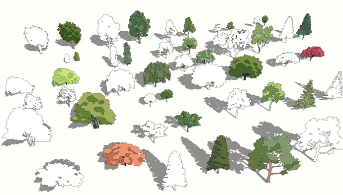 2D Trees Pack SketchUcation